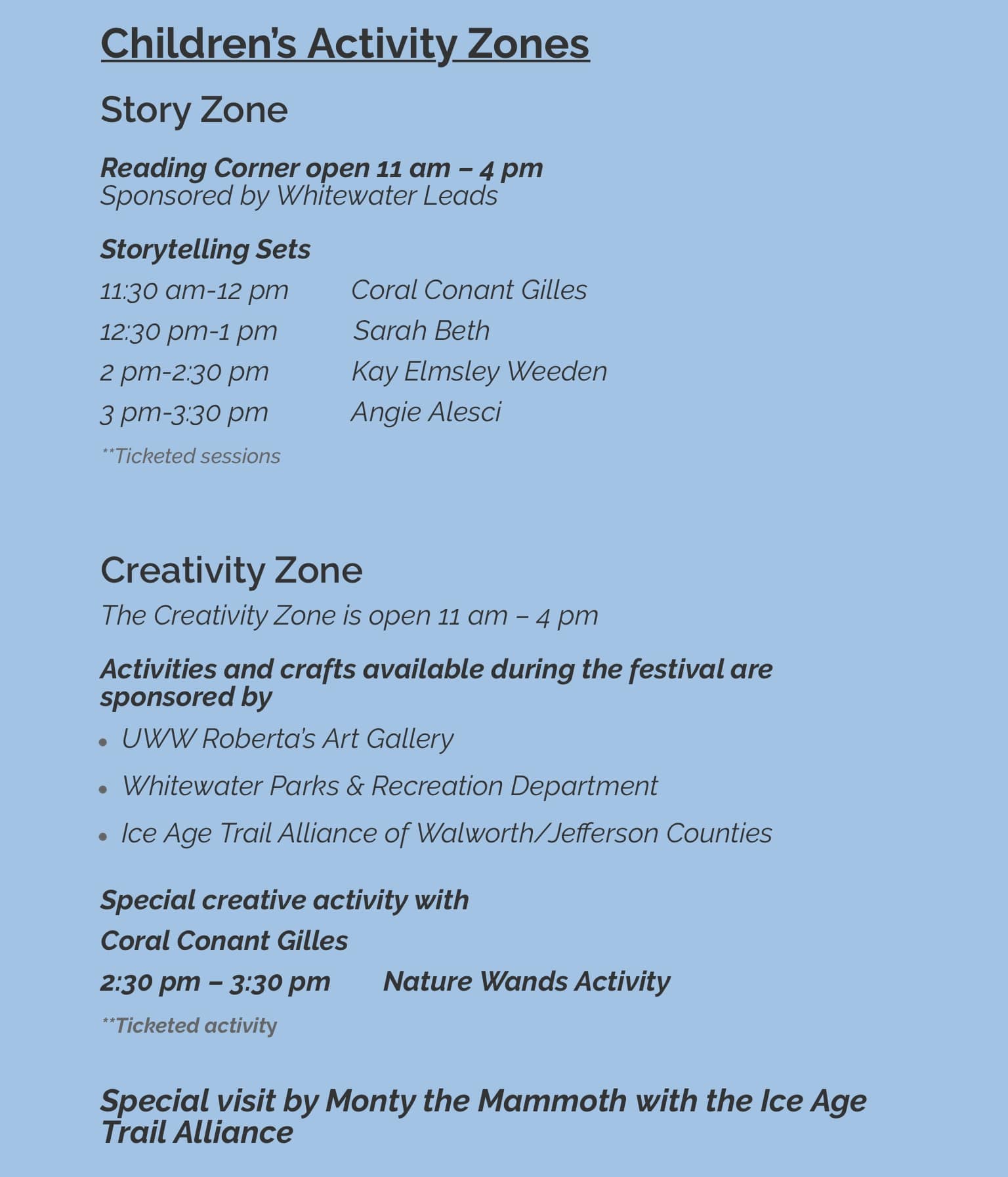 New Whitewater Storytelling Festival Today - All Events are Free ...