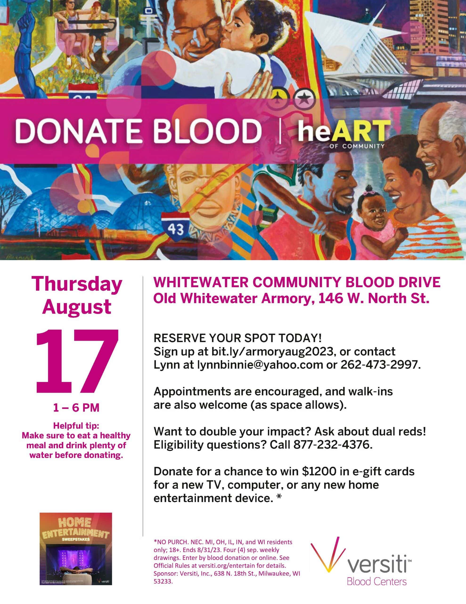 Versiti Blood Drive at the Armory on Thurs. - Appts. Encouraged ...
