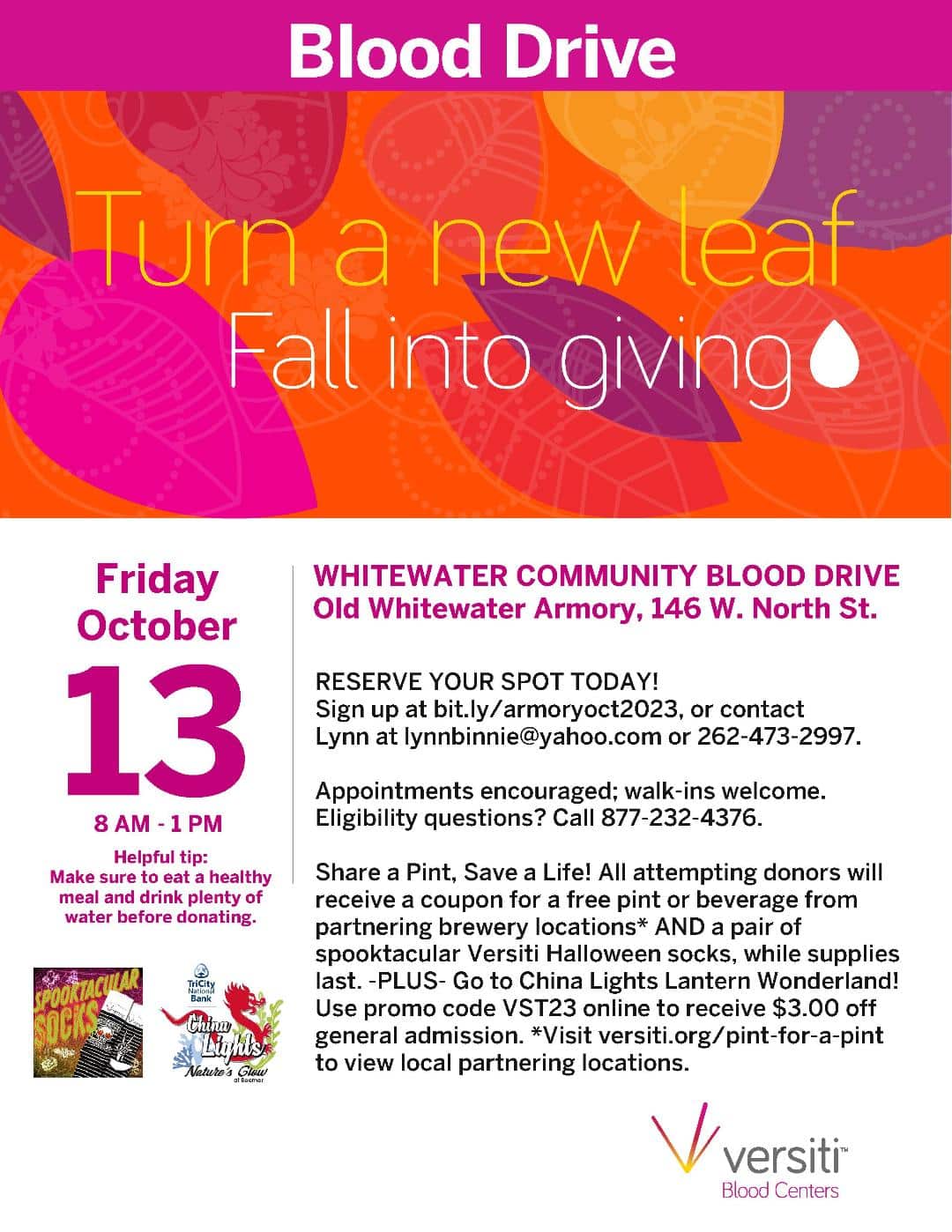 Versiti Blood Drive Tomorrow Appointments Encouraged - Whitewater Banner
