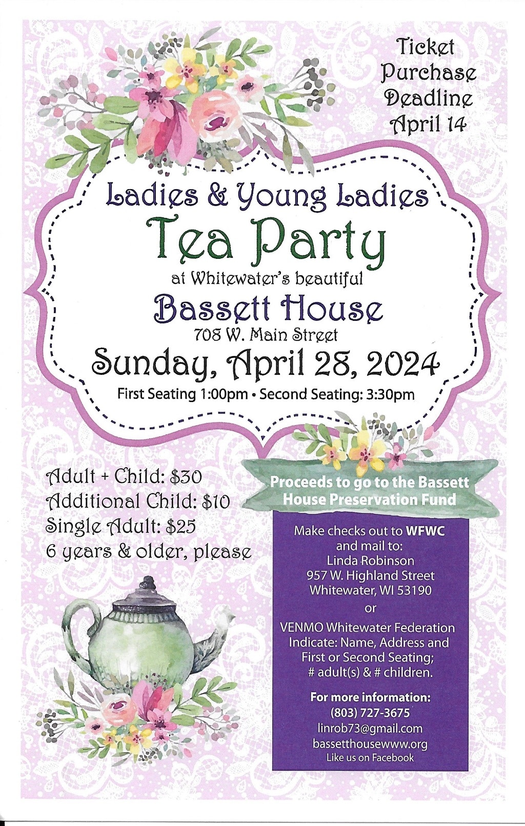 Ladies and Young Ladies Tea at the Bassett House - Whitewater Banner