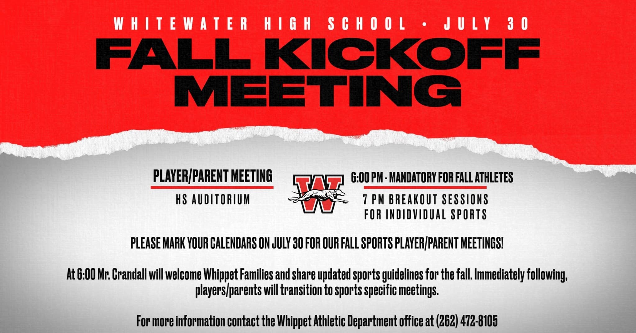 Whippet Athletics Fall Kickoff Meeting Set for Tuesday - Whitewater Banner
