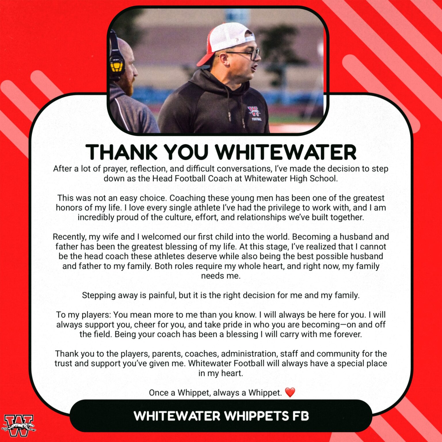 Bartlett Steps Down as Whippet Head Football Coach - Whitewater Banner